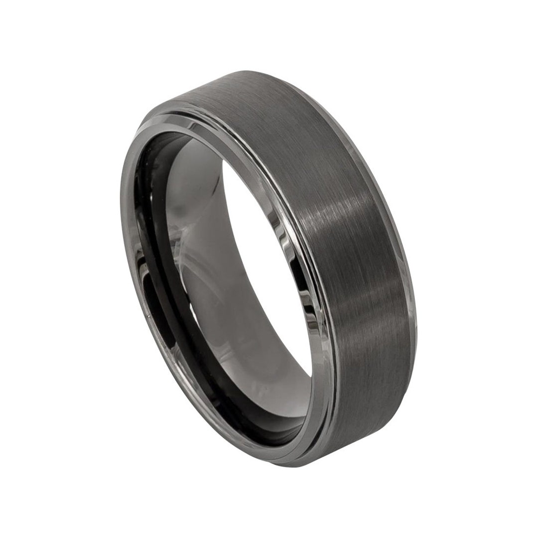 Grey Wedding Band Gunmetal Ring Mens Wedding Band 8mm Engagement Band ...