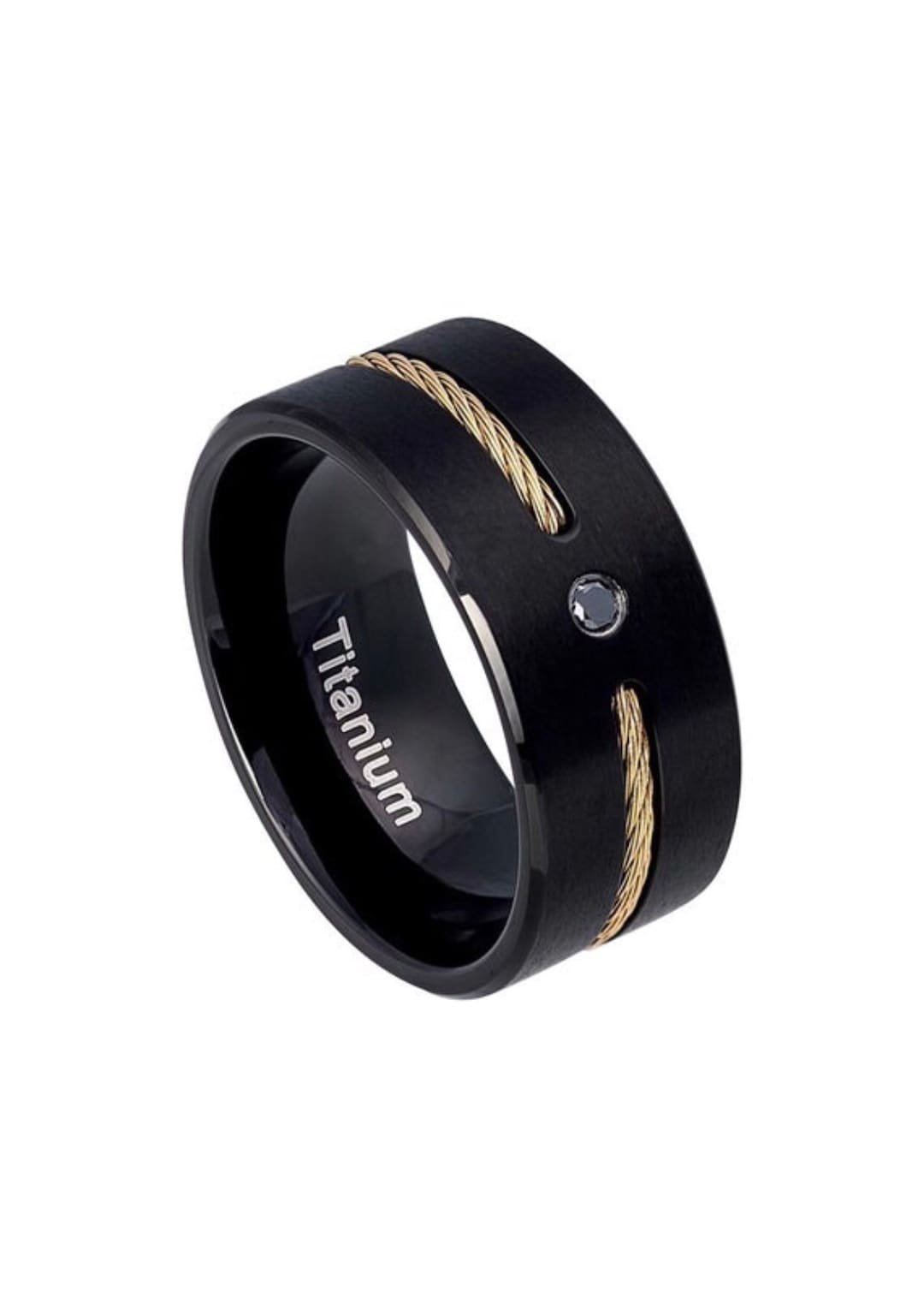 Black Diamond Wedding Band Man Black Ring Mens Wedding Band 10mm ...
