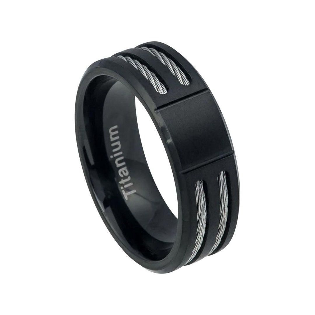 Mens Wedding Band Titanium Ring 8mm Engagement Band Satin Brushed Ring ...