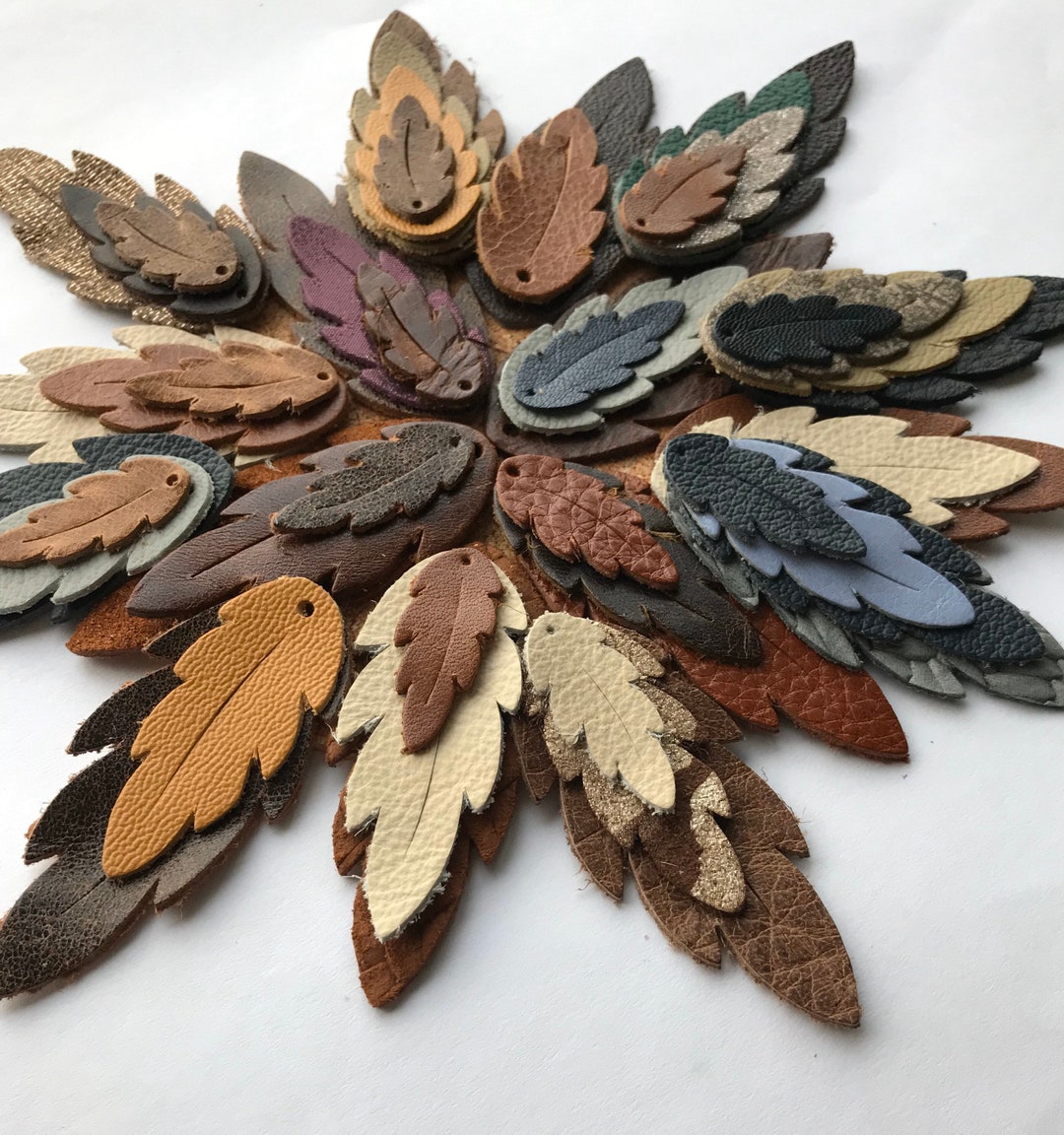 Leather Earrings-leather Leaf Earrings-rustic Boho Chic-1" -2" Pre-cut ...
