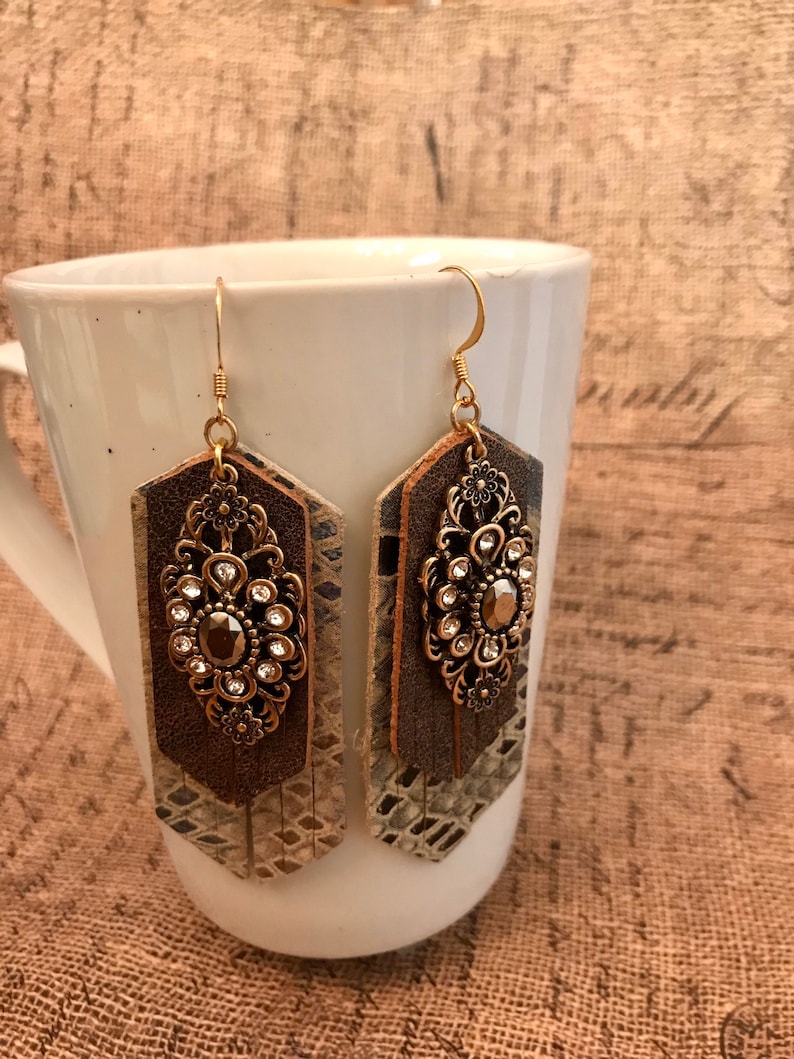 Leather Earrings-leather Fringe Earrings-rustic Boho Chic - Etsy