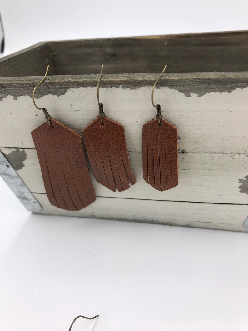 Leather Earrings-leather Fringe Earrings-rustic Boho Chic - Etsy