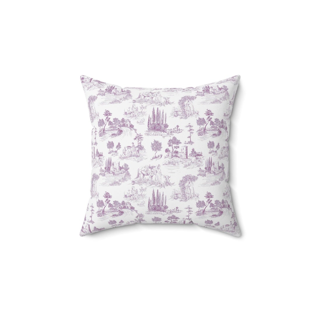 Lilac Toile De Jouy Pillow Cover | Soft Faux Suede Fabric | Pretty ...