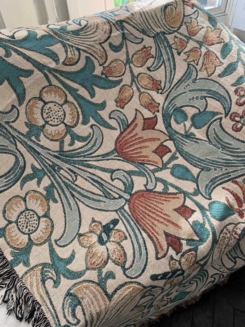 William Morris Golden Lily Throw Blanket Woven Tapestry - Etsy