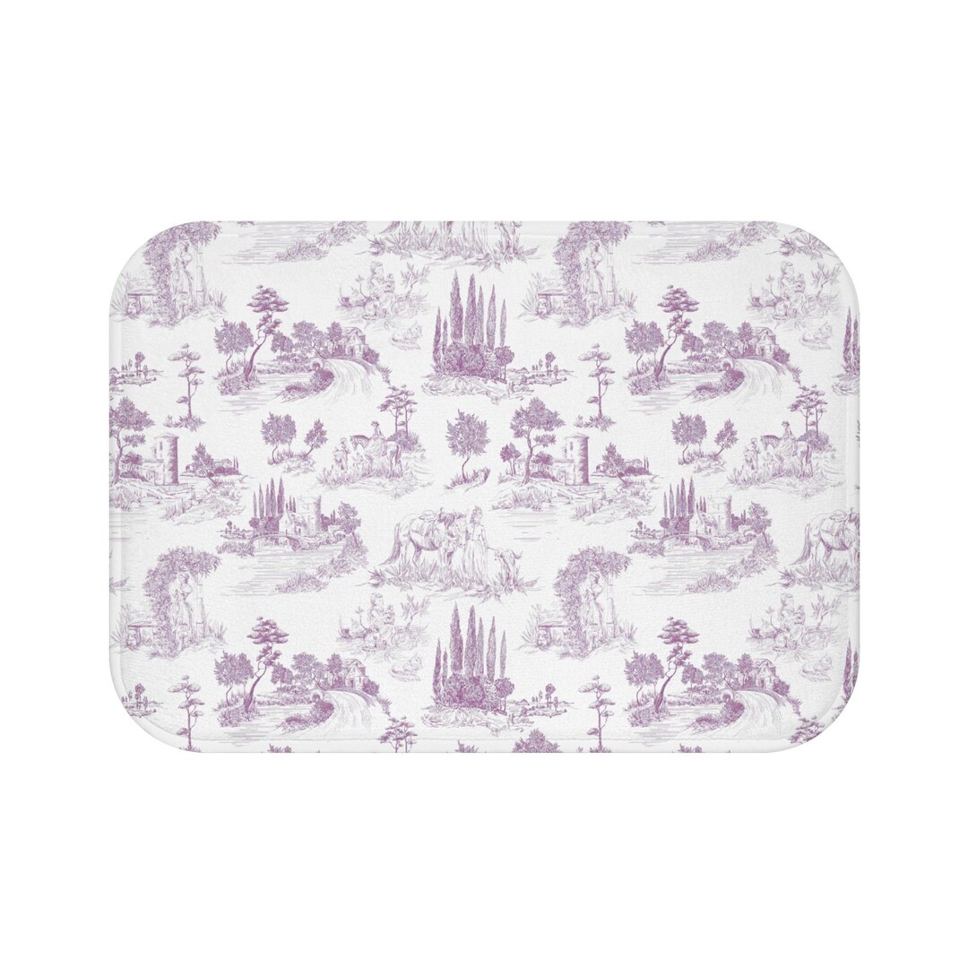 Toile De Jouy Bath Mat | Non Slip Backing | Vintage French Toile ...