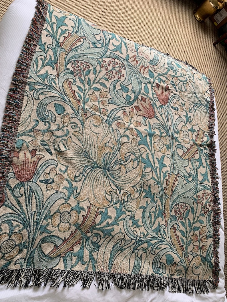 William Morris Golden Lily Throw Blanket Woven Tapestry - Etsy