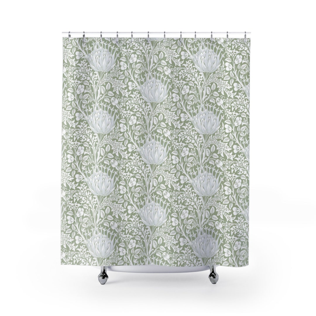 William Morris Artichoke Sage Green Shower Curtain - Etsy William Morris Artichoke Sage Green Shower Curtain - Etsy