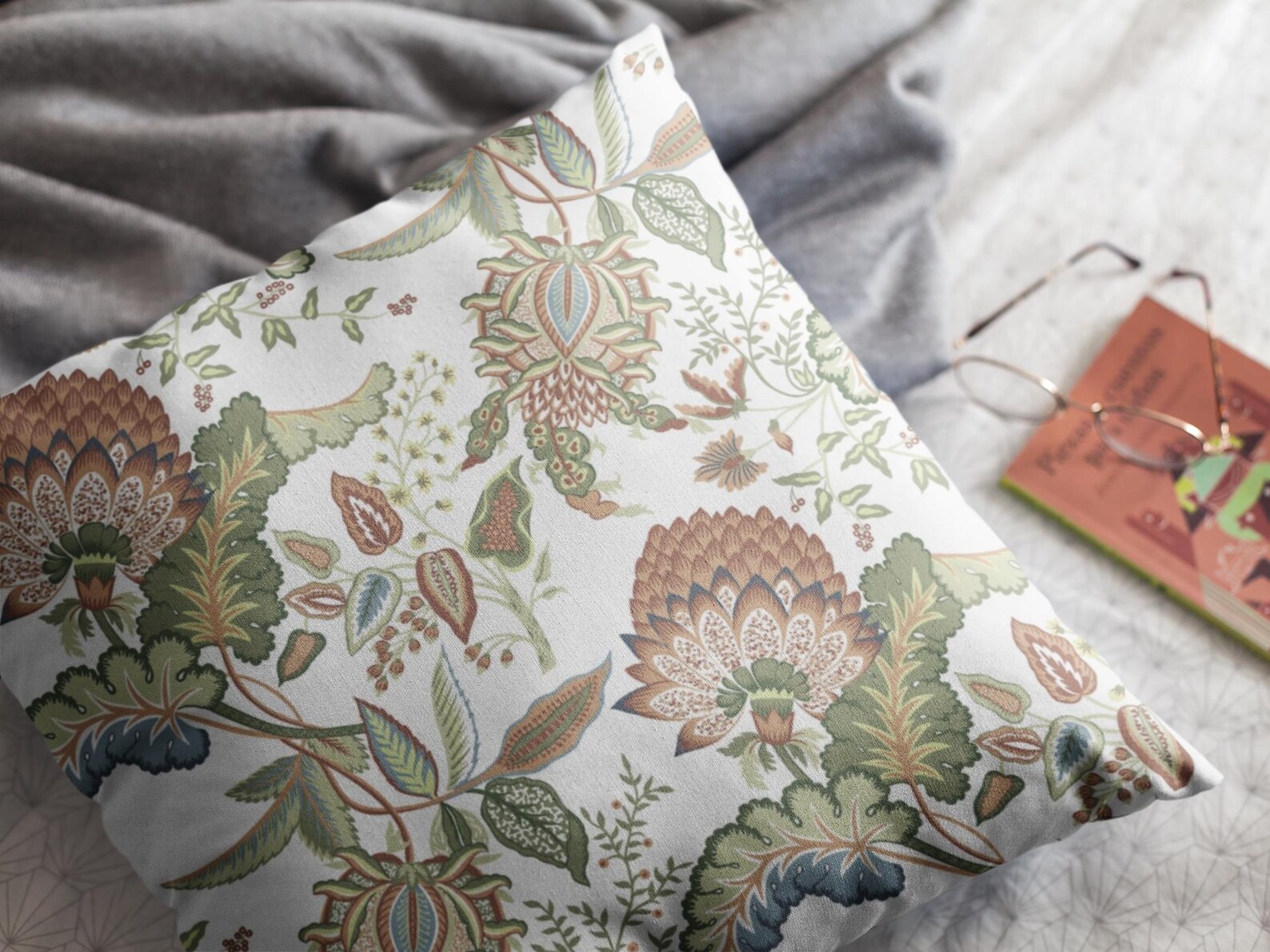 Chintz Pillow Cover | Pure Cotton Twill Print Fabric | Vintage Indian ...