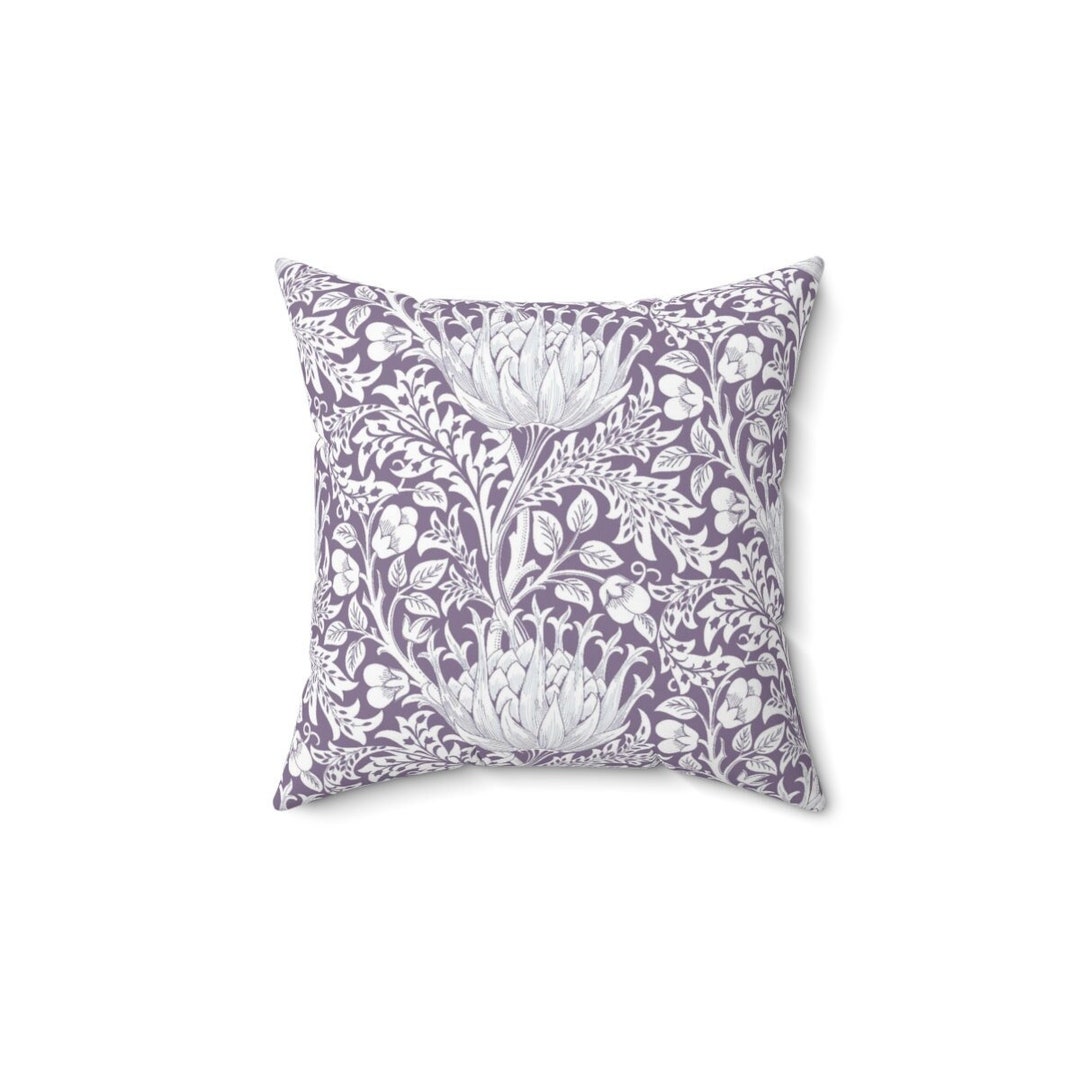 William Morris Pillow Cover | Soft Faux Suede Fabric | Lilac Purple ...