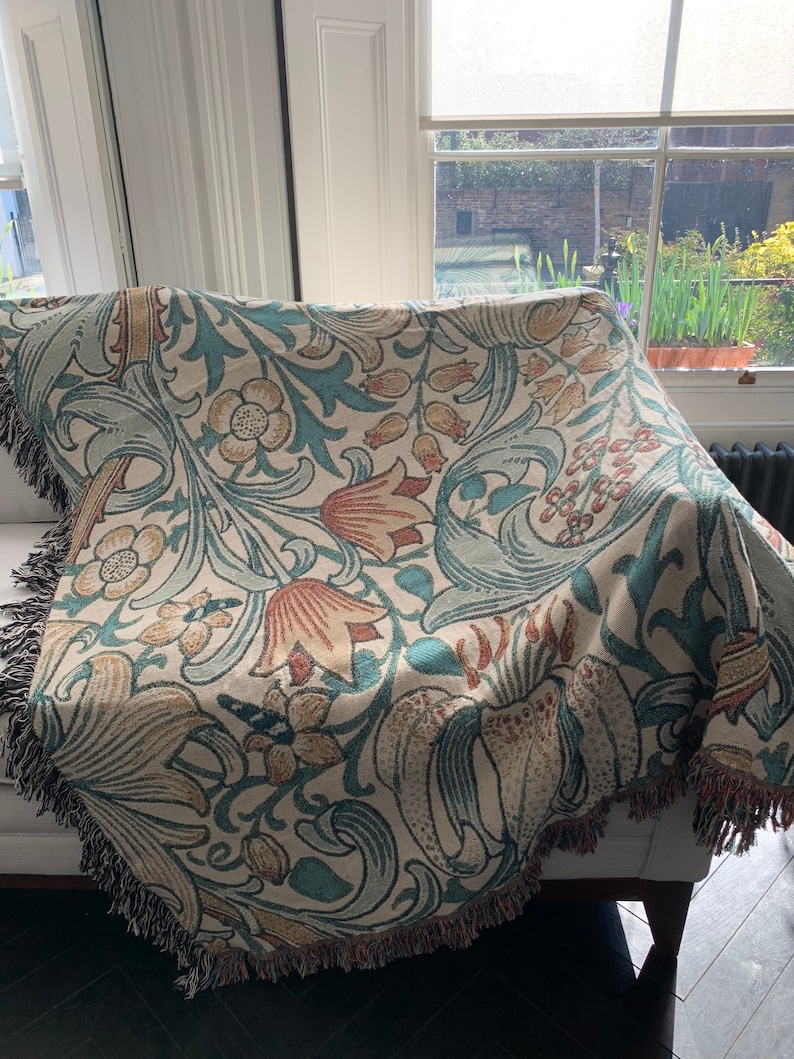William Morris Golden Lily Throw Blanket Woven Tapestry - Etsy