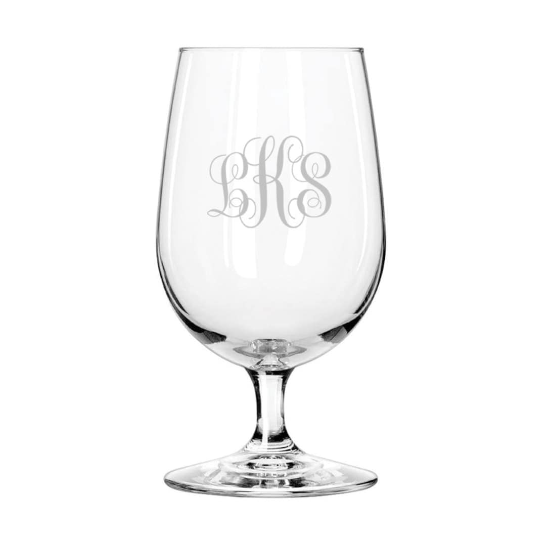 Personalized Engraved Glass Water Goblet - Custom Monogram Glass ...