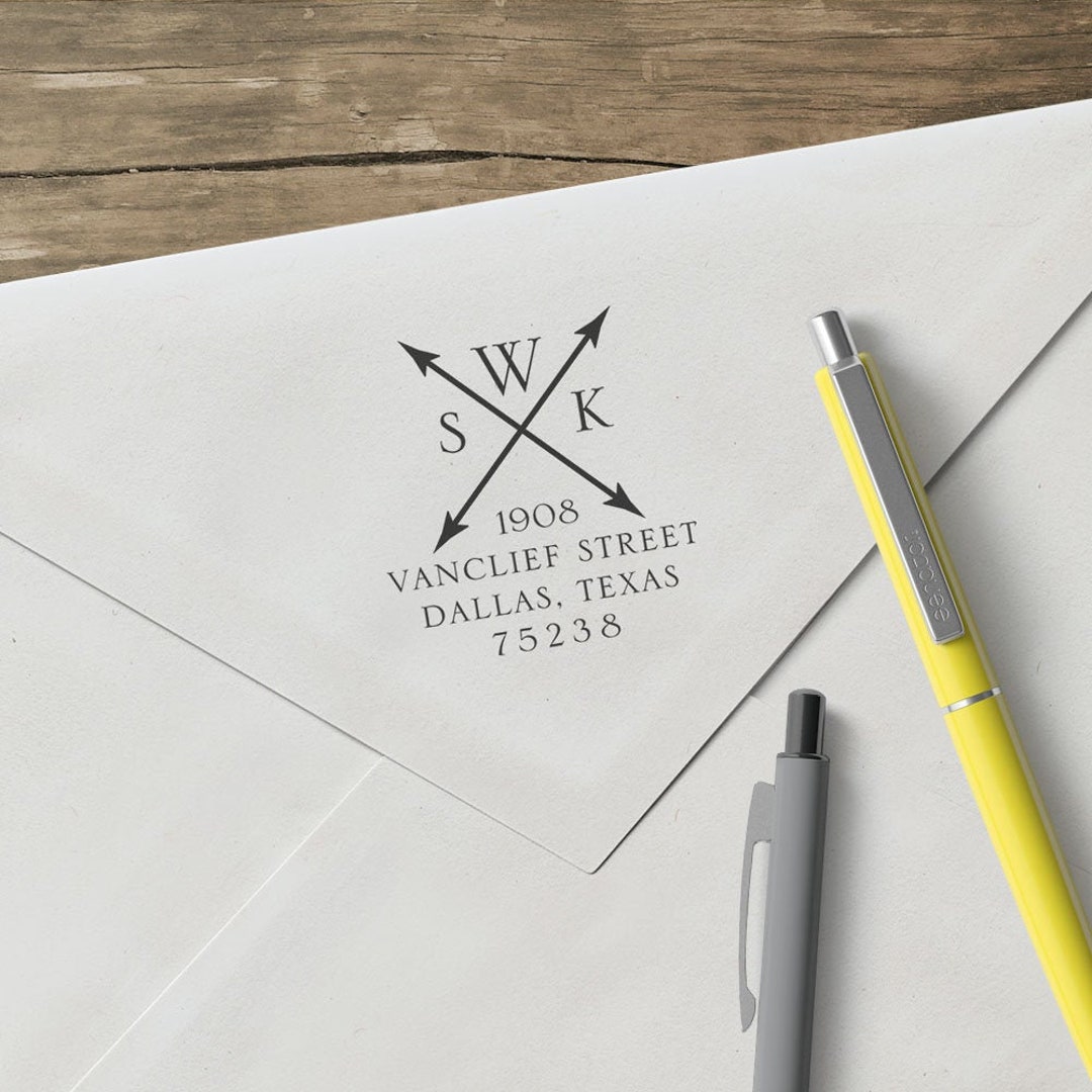 Custom Address Stamp Arrows Design - Three Designing Women Personalized ...