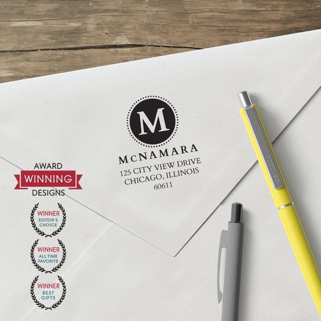 Custom Address Stamp Mcnamara Design - Three Designing Women ...