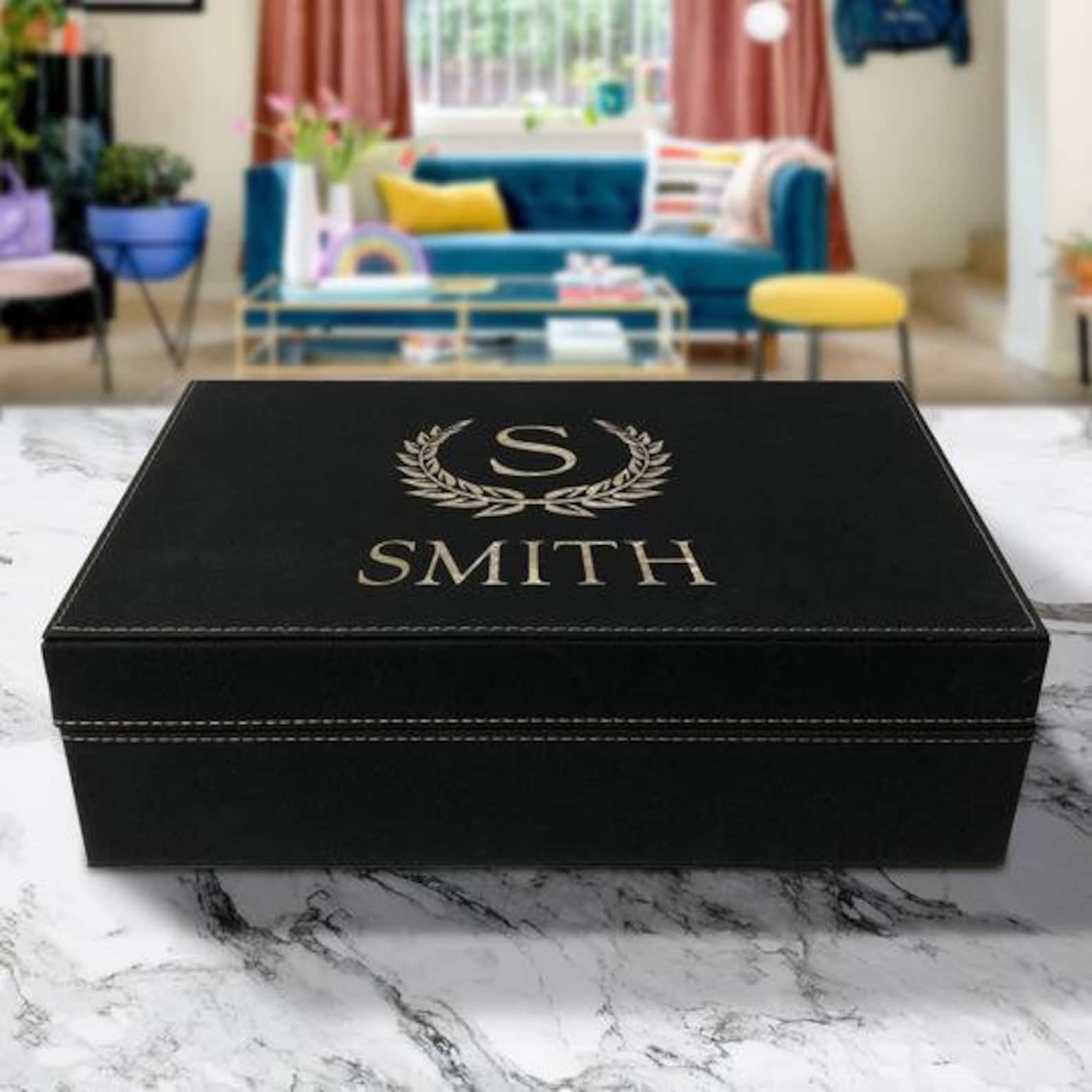 Personalized Engraved Leather Gift Box Custom Gift for Keepsake Storage ...