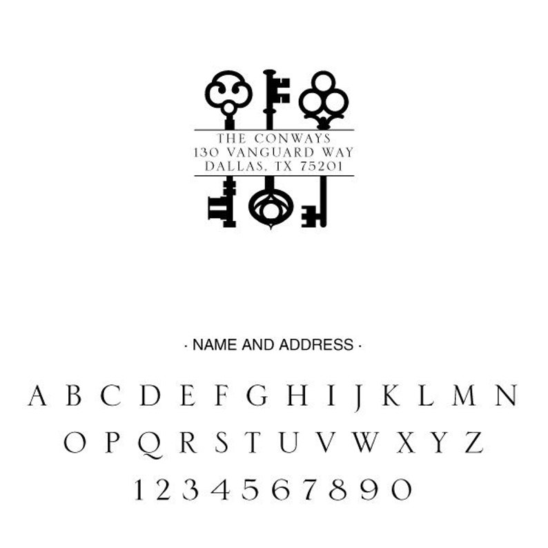 Custom Address Stamp Keys Design - Three Designing Women Personalized ...