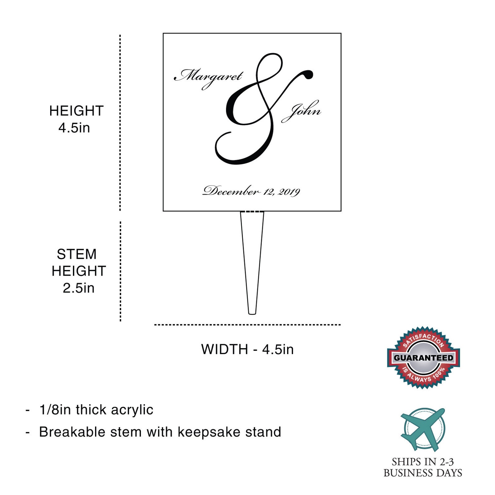 Personalized Script Names Square Wedding Clear Acrylic Cake - Etsy