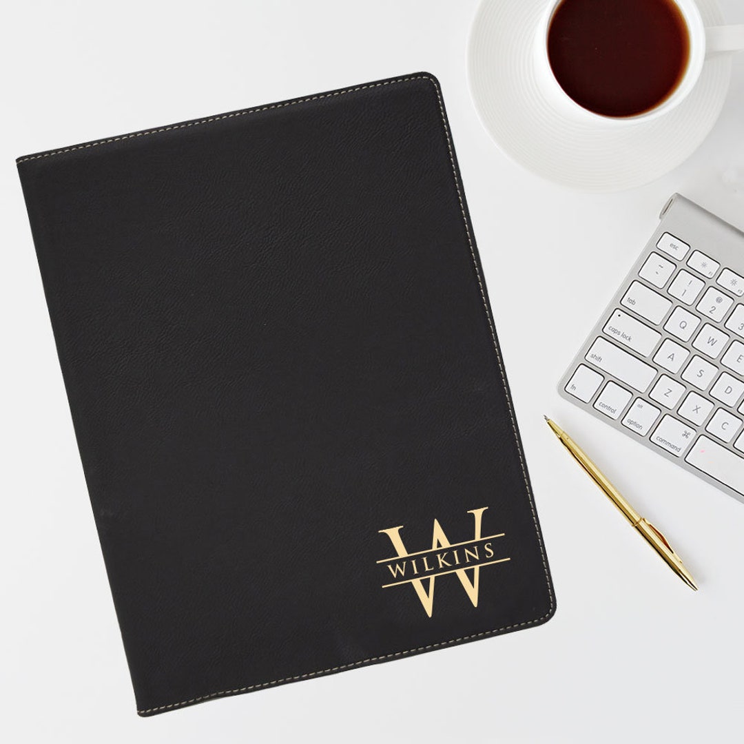 Custom Engraved Monogram Portfolio - Personalized Gift for Office, New ...