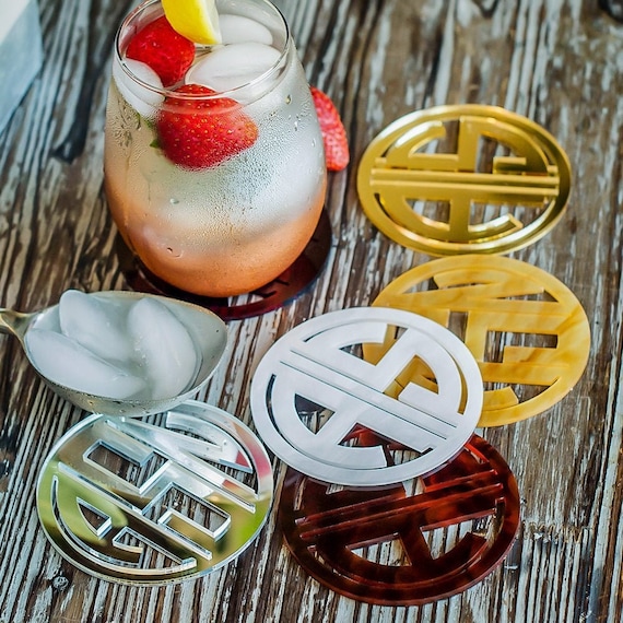 Personalized Gatsby Monogram Acrylic Coaster Set of | Etsy