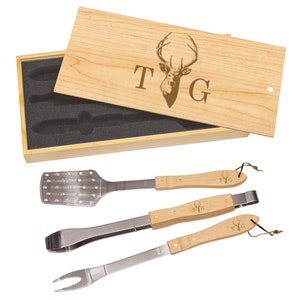 Personalized Engraved Three-piece BBQ Grill Tool Set With Pine - Etsy