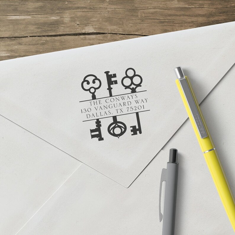 Custom Address Stamp Keys Design - Three Designing Women Personalized ...