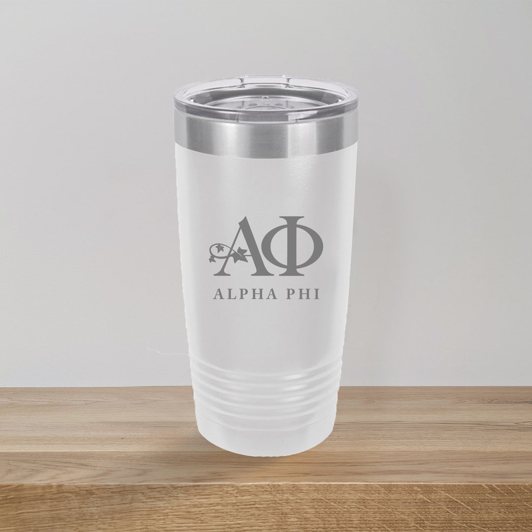 Alpha Phi Engraved 20 Oz Tumbler - Sorority Greek Custom Gift for Rush ...
