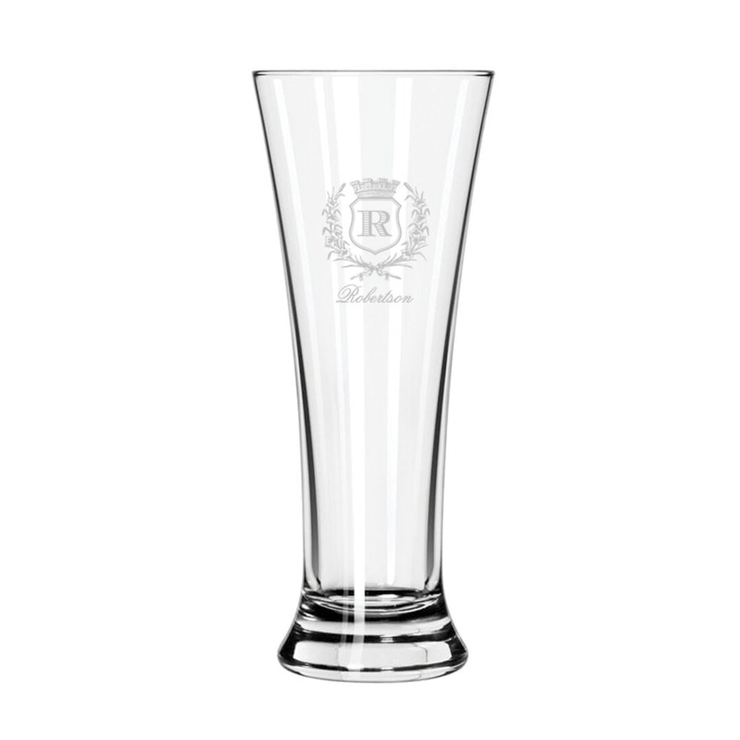Personalized Engraved Glass Beer Pilsner - Custom Monogram for Beer ...