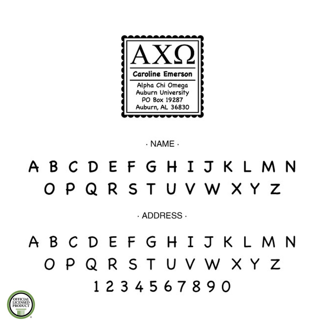 Choose From 16 Sororities Greek Address Custom Stamp CS8001 | Etsy