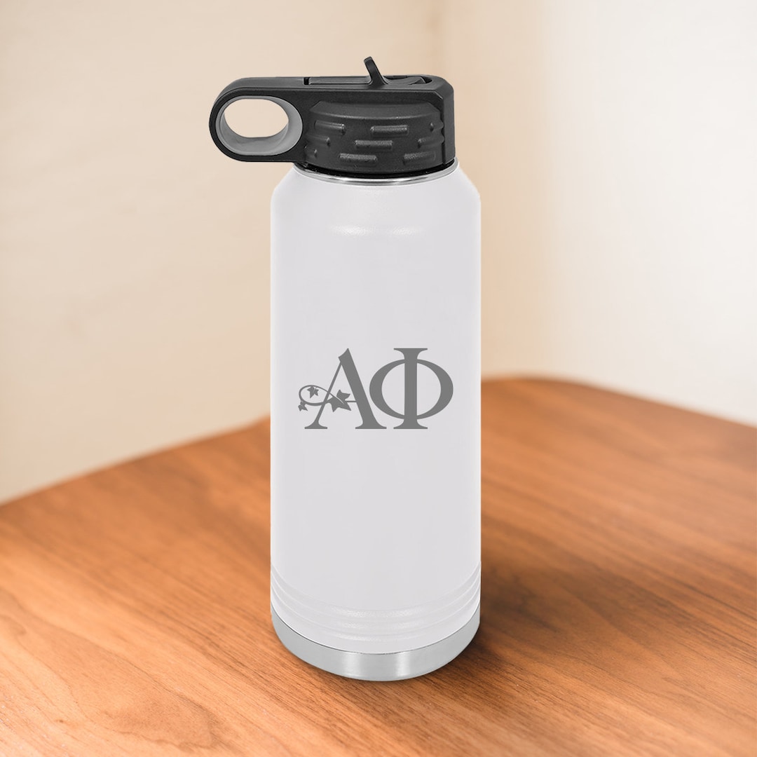 Alpha Phi Engraved 32 Oz Water Bottle - Sorority Greek Custom Gift for ...