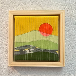 Sunset Textile Art, Quilted Landscape Design, Cabin Decor, Mountain ...