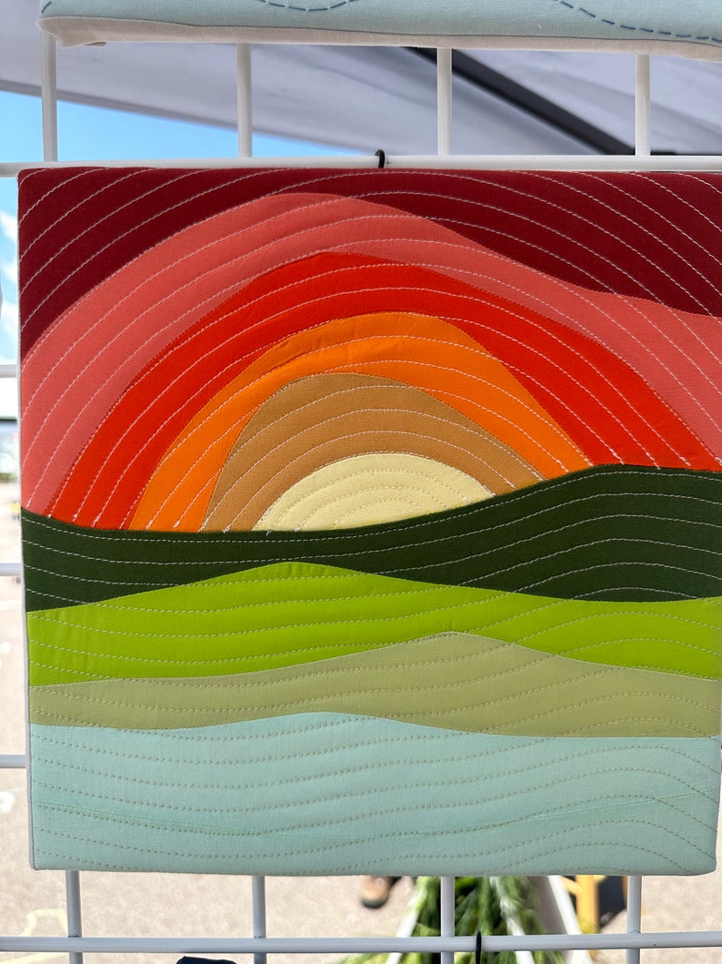Textile Art | Hand Made Gift | Mountain Scapes | Sunset Design| Hanging ...