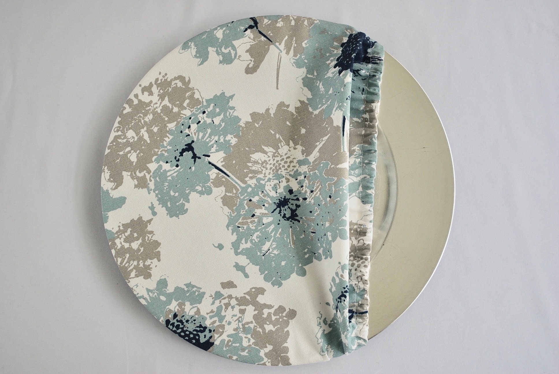 Light Blue Floral Charger Plate - Etsy UK