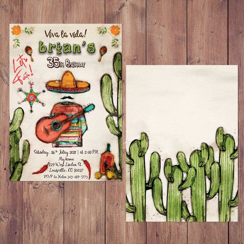 Editable Mexican Birthday Invitation Any Age Mexican Party | Etsy