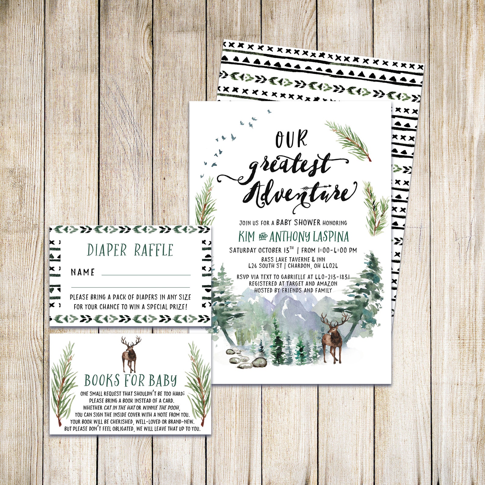 Adventure Baby Shower Invitation, Rustic Pine Trees (digital Download ...