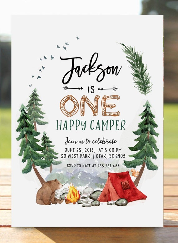 Camp Out Birthday Invitations Camping Forest Birthday Party Invitation