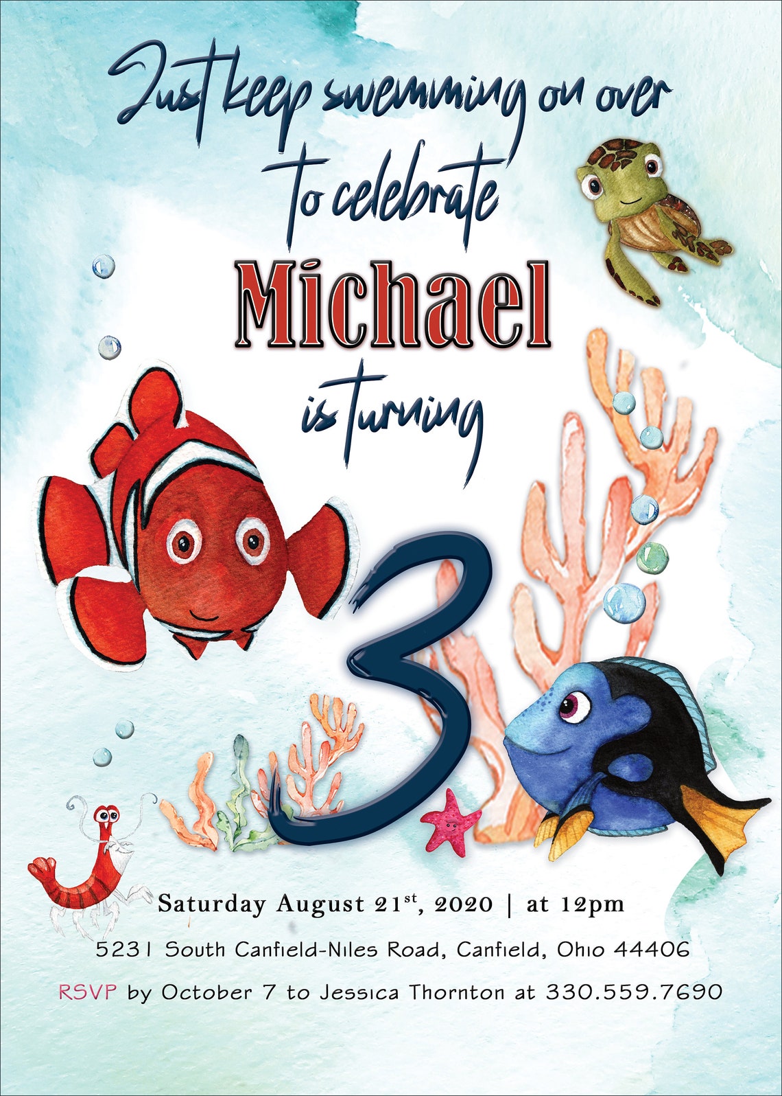 Birthday Adventure Finding Nemo Invitations Printable Nemo | Etsy