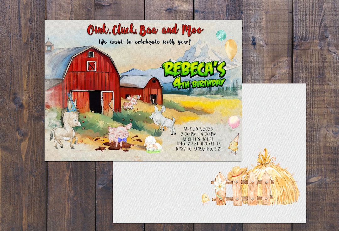 Editable Farm Birthday Invitation , Farm Party, Farm Birthday ...