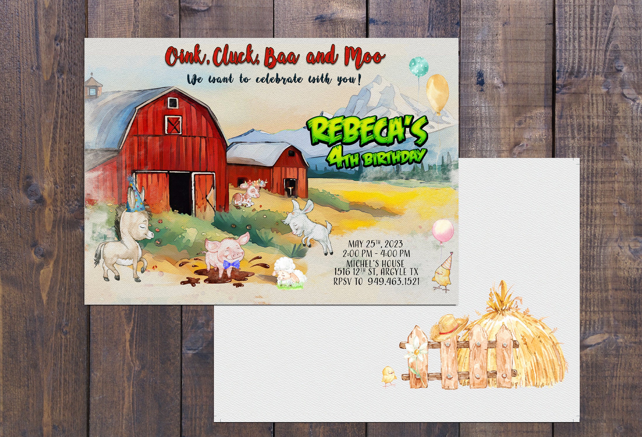 Editable Farm Birthday Invitation , Farm Party, Farm Birthday ...