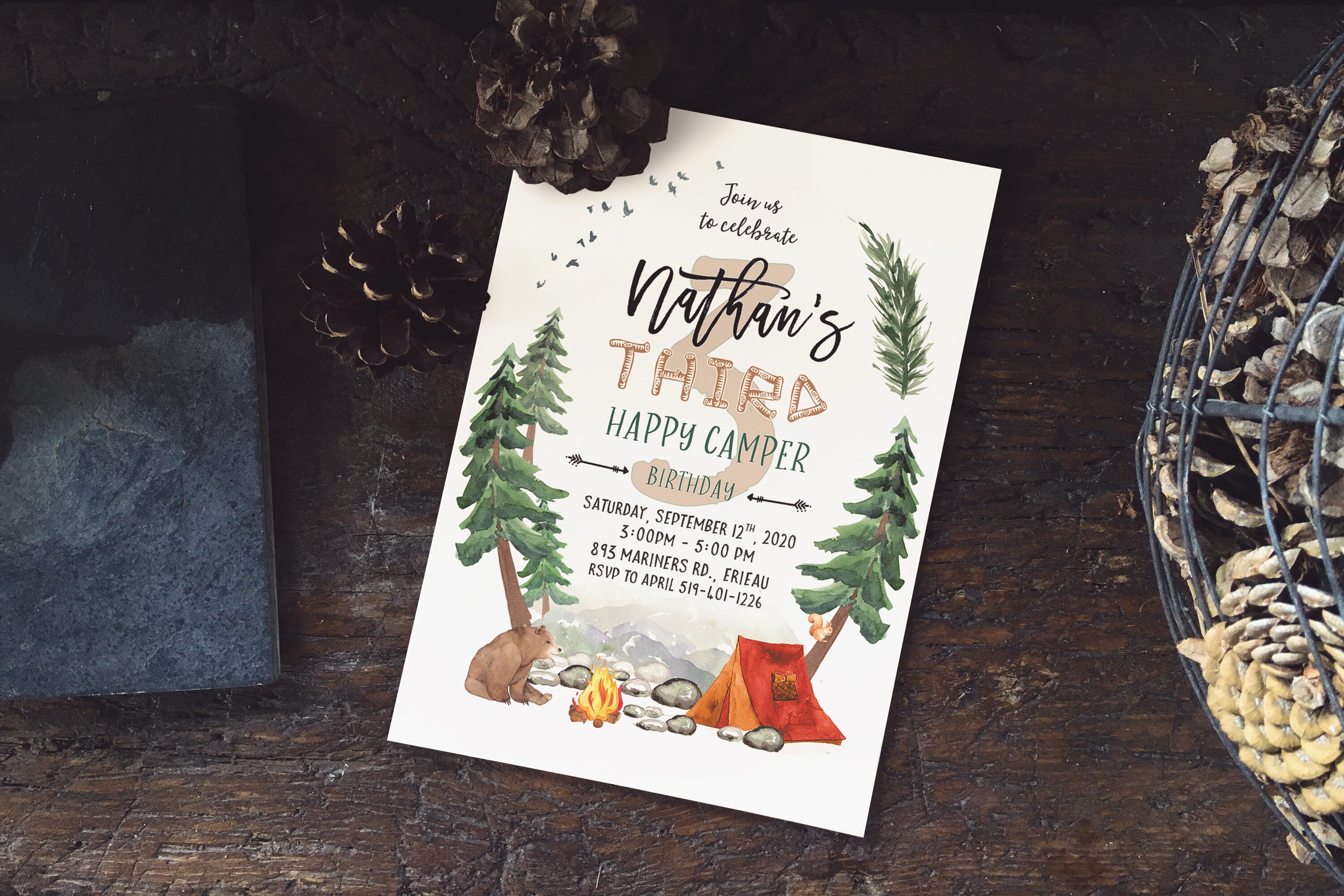 Camp Out Birthday Invitation, Camping Kids Invite, - Etsy