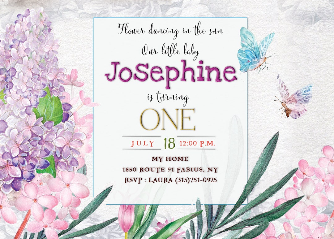 Butterfly Birthday Invitation, Firs Birthday, Spring Birthday Party ...