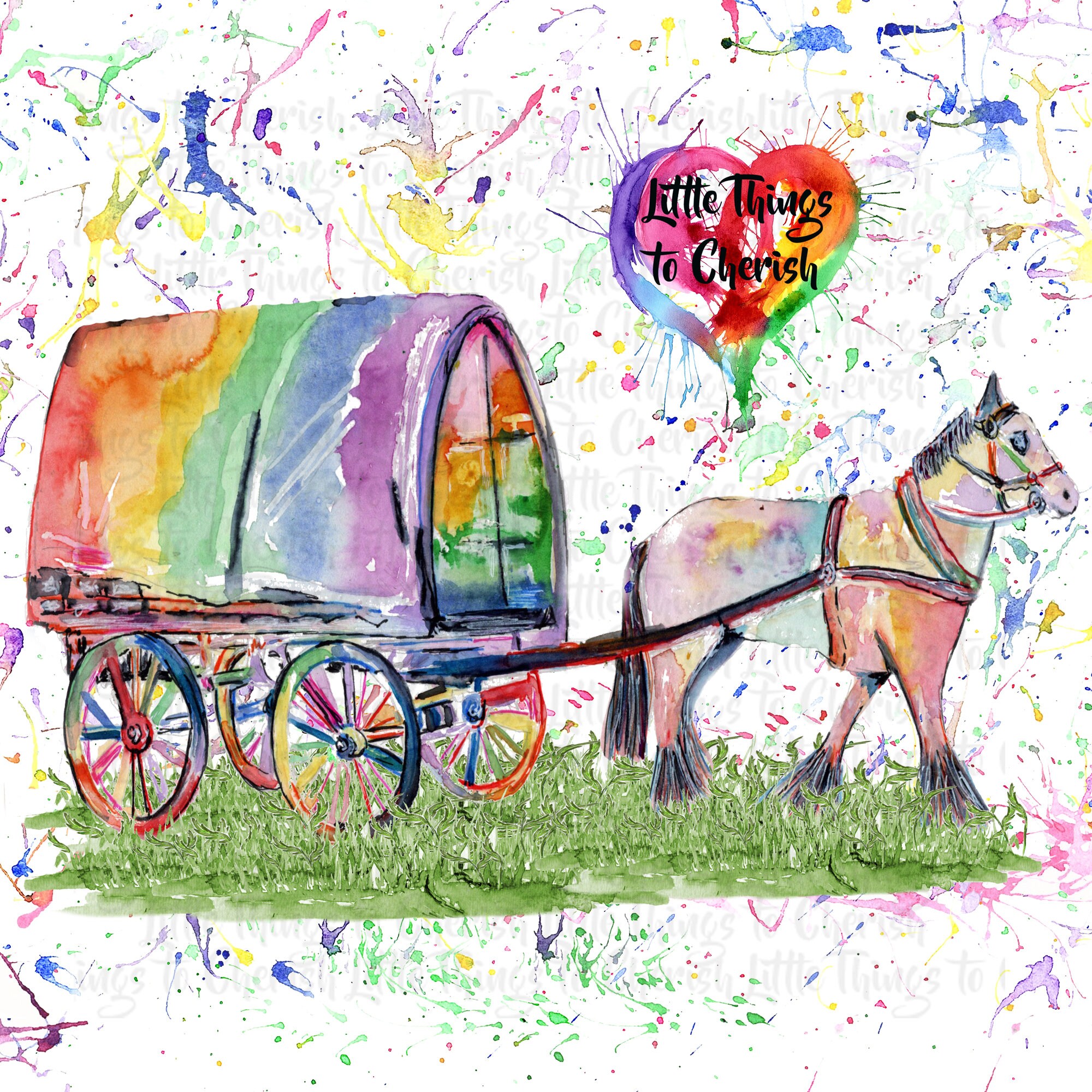 Gypsy Wagon Clip Art Gypsy Wagon and Horse Rainbow Png - Etsy UK