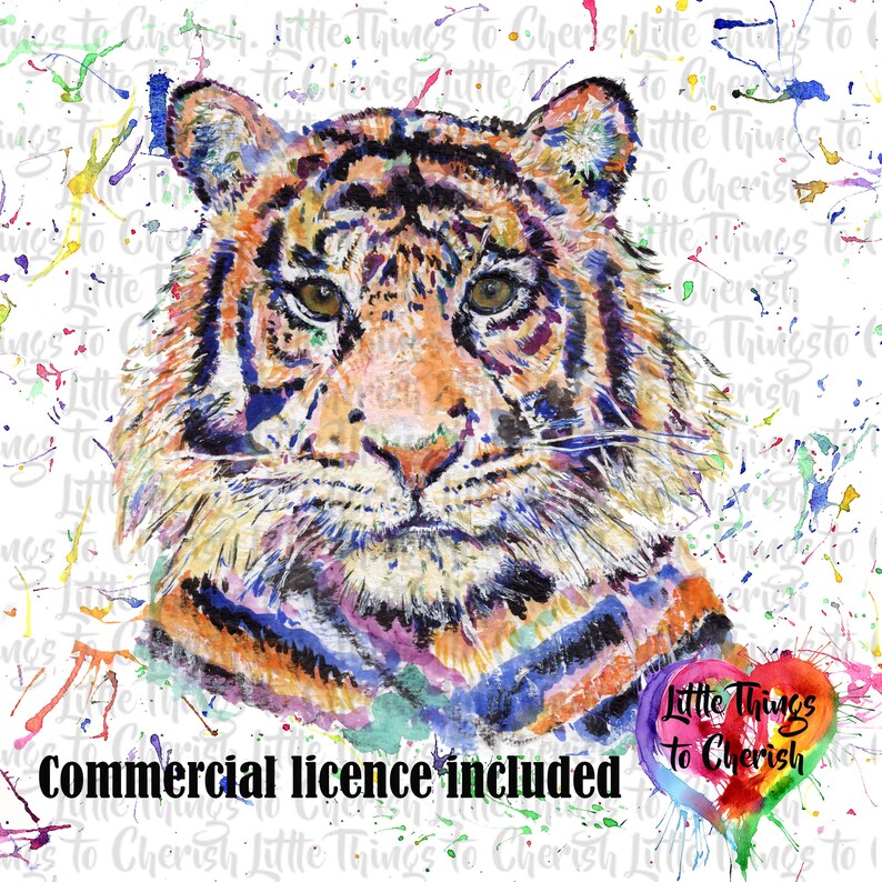 Tiger Clipart big Cat Graphics Rainbow Tiger tiger Clip - Etsy