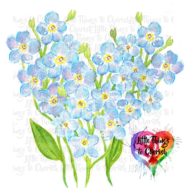 Forget me not drawing svg - Etsy Nederland
