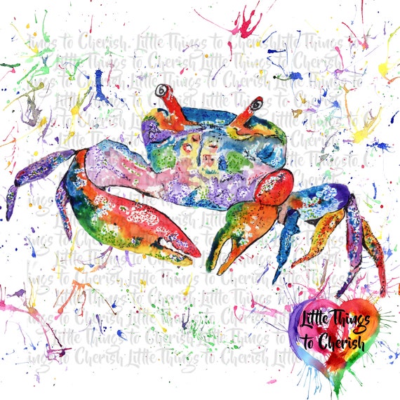 Crab Clipart Rainbow Crab Graphics Fiddler Crab Crab | Etsy