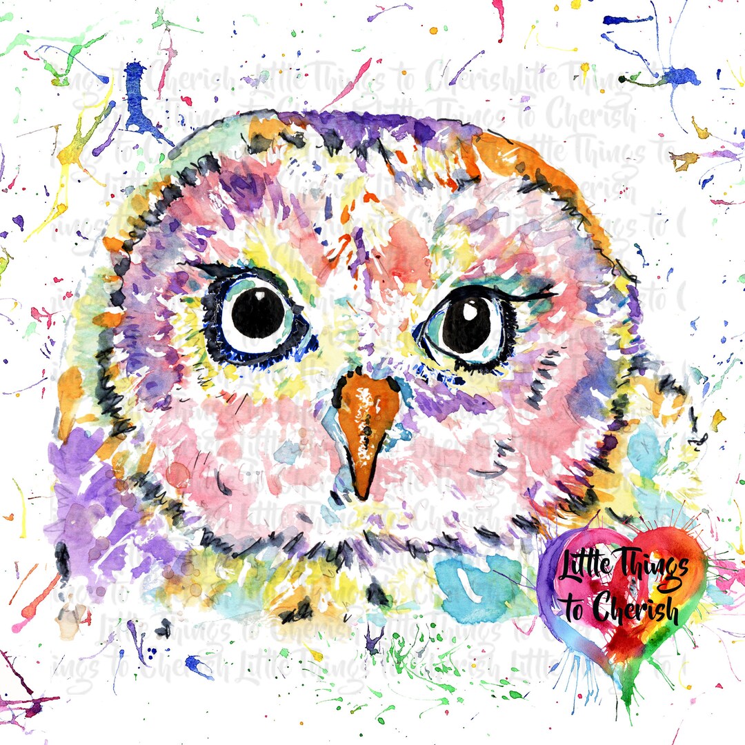 Watercolour Owl Clipart Owl Graphic Rainbow Owl Clip Art Owl Png ...