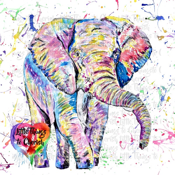 Rainbow Elephant - Etsy