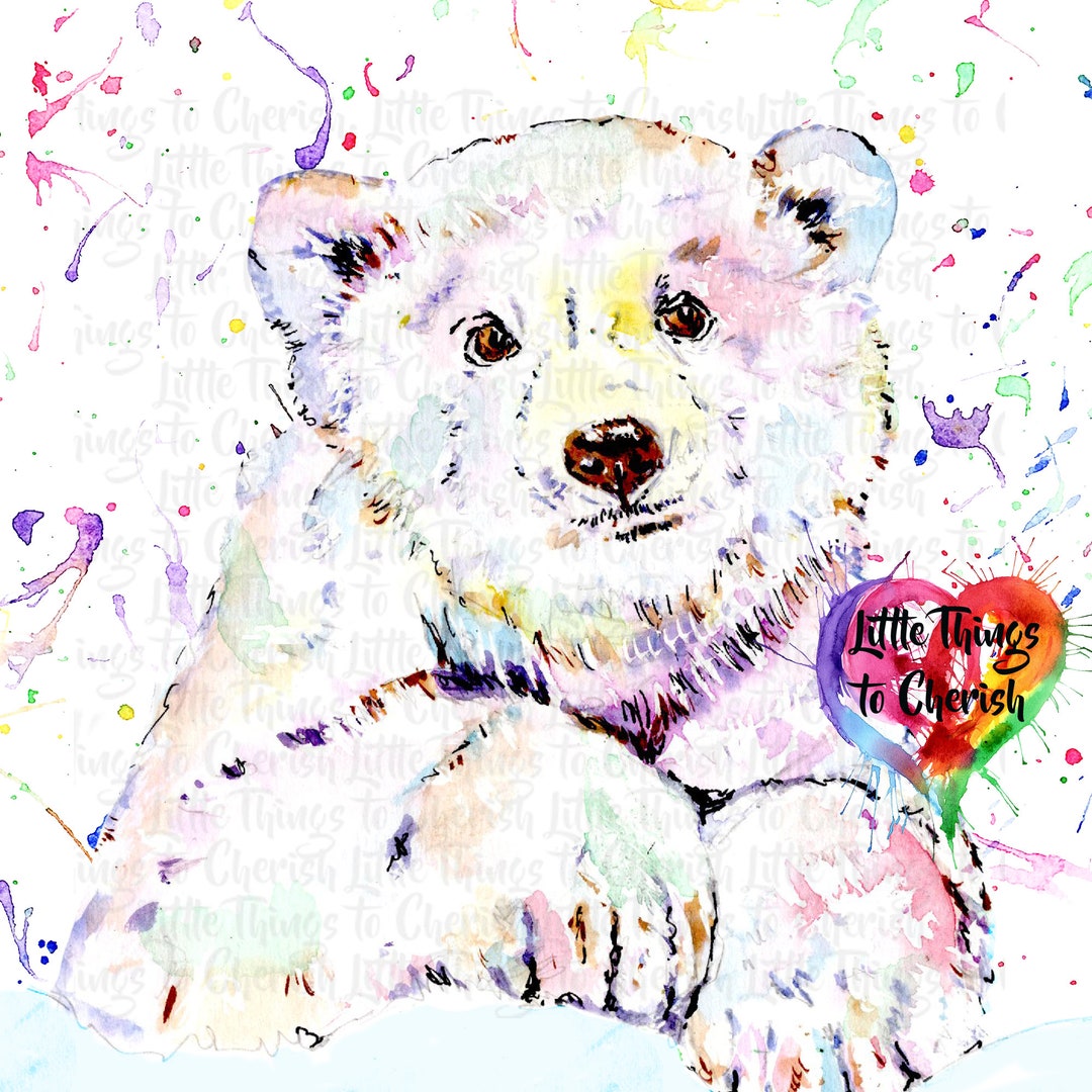 Watercolour Polar Bear Clipart Rainbow Polar Bear - Etsy Australia