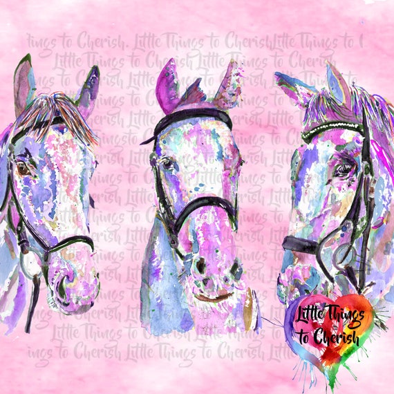 Horse X 3 Clipart Horse in Pinks Rainbow Sublimation Art - Etsy