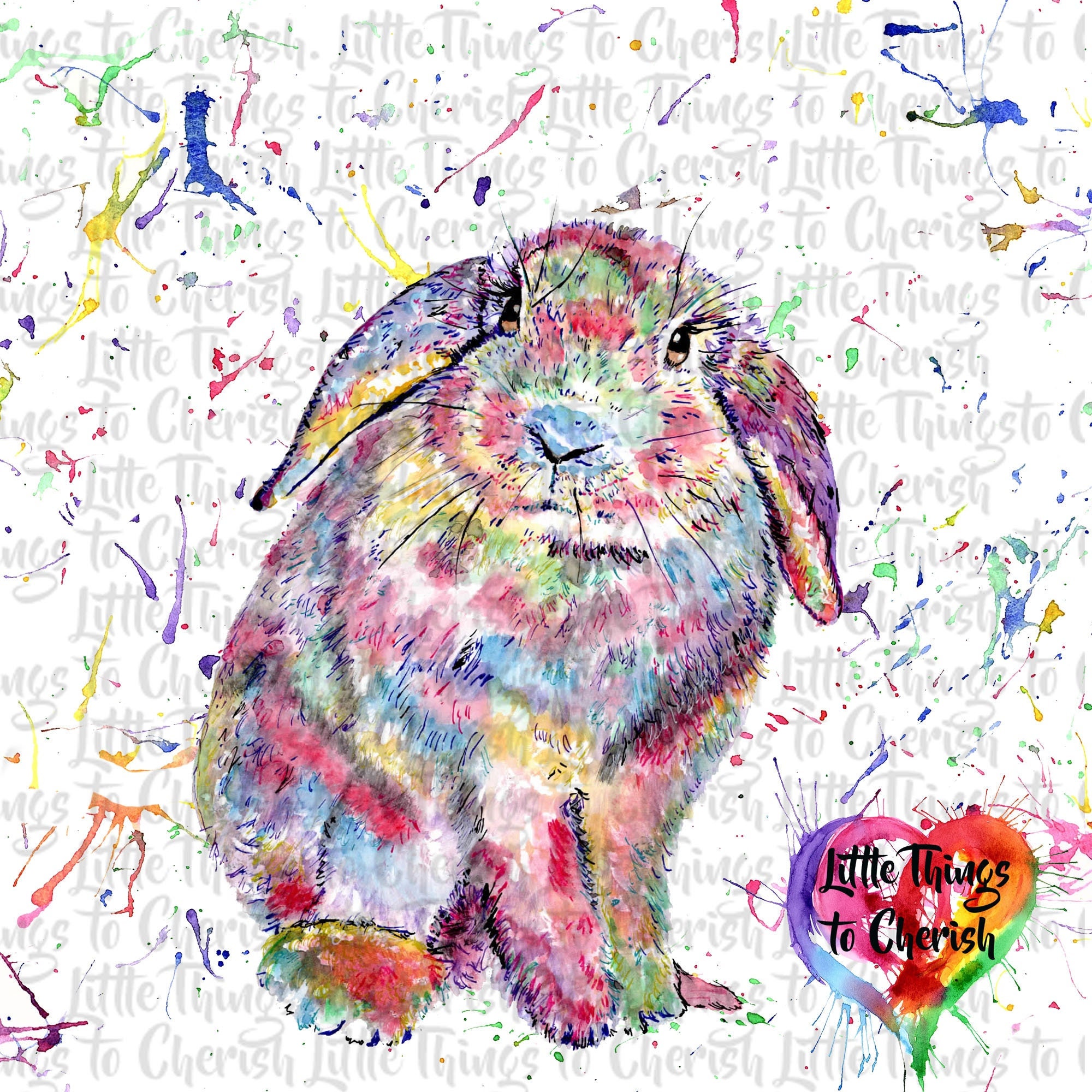 Lop Rabbit Clipart Lop Eared Rabbit Rainbow Rabbit PNG - Etsy