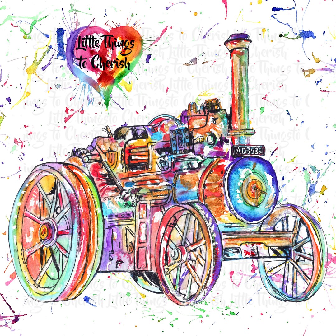 Steam Engine Rainbow Sublimation PNG, Steam Engine Clipart, Hand ...