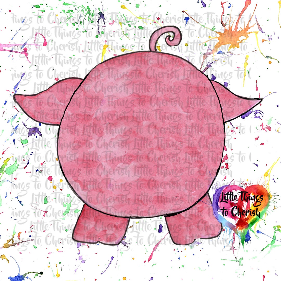 Cutie Farm Piglet Backside Clipart Watercolour Pig Graphics Pink Pig ...